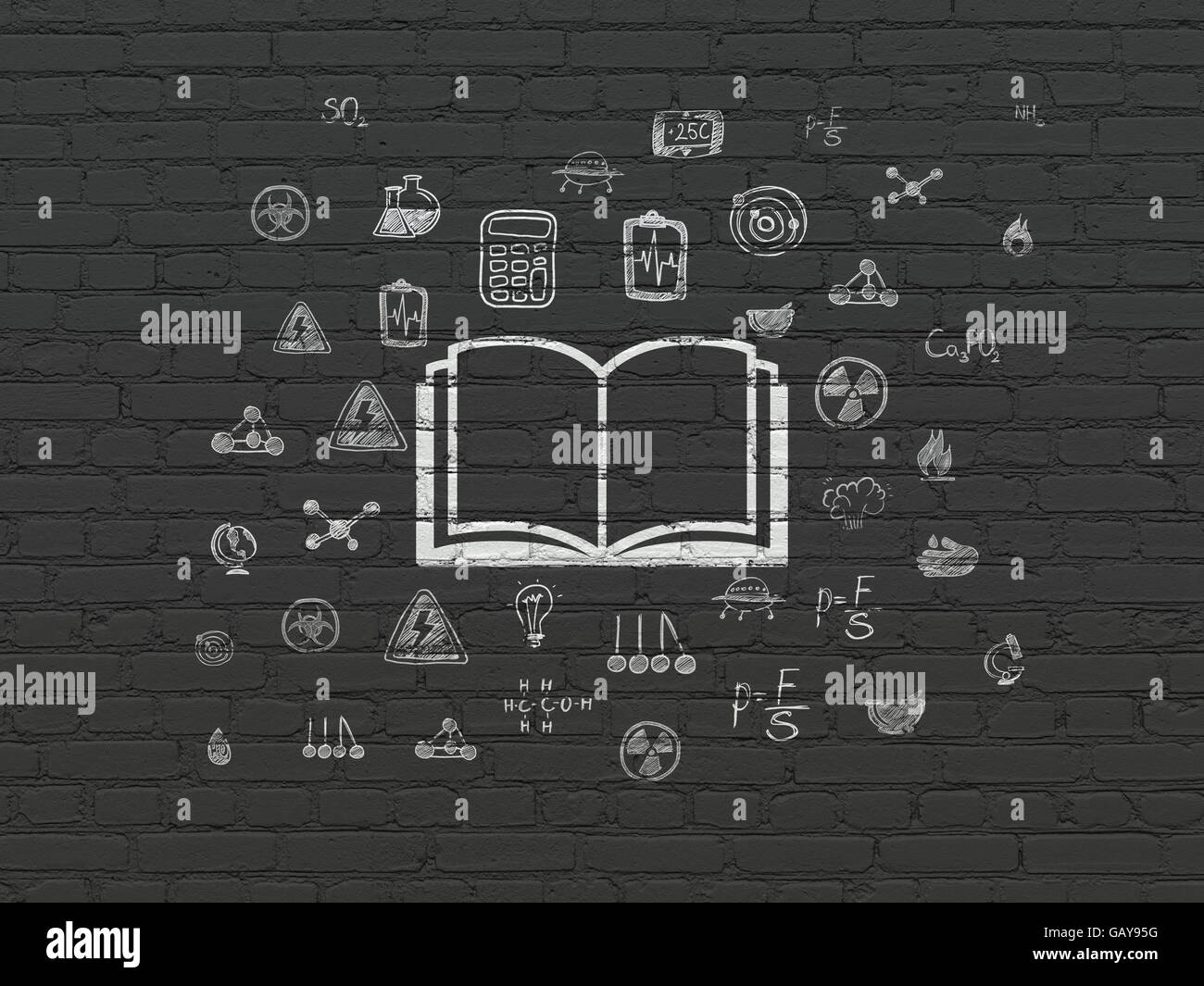 Science concept: Book on wall background Stock Photo - Alamy