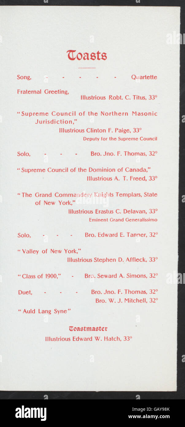 The 8th Annual Banquet of the Ancient & Accepted Scottish Rite Masonic ...