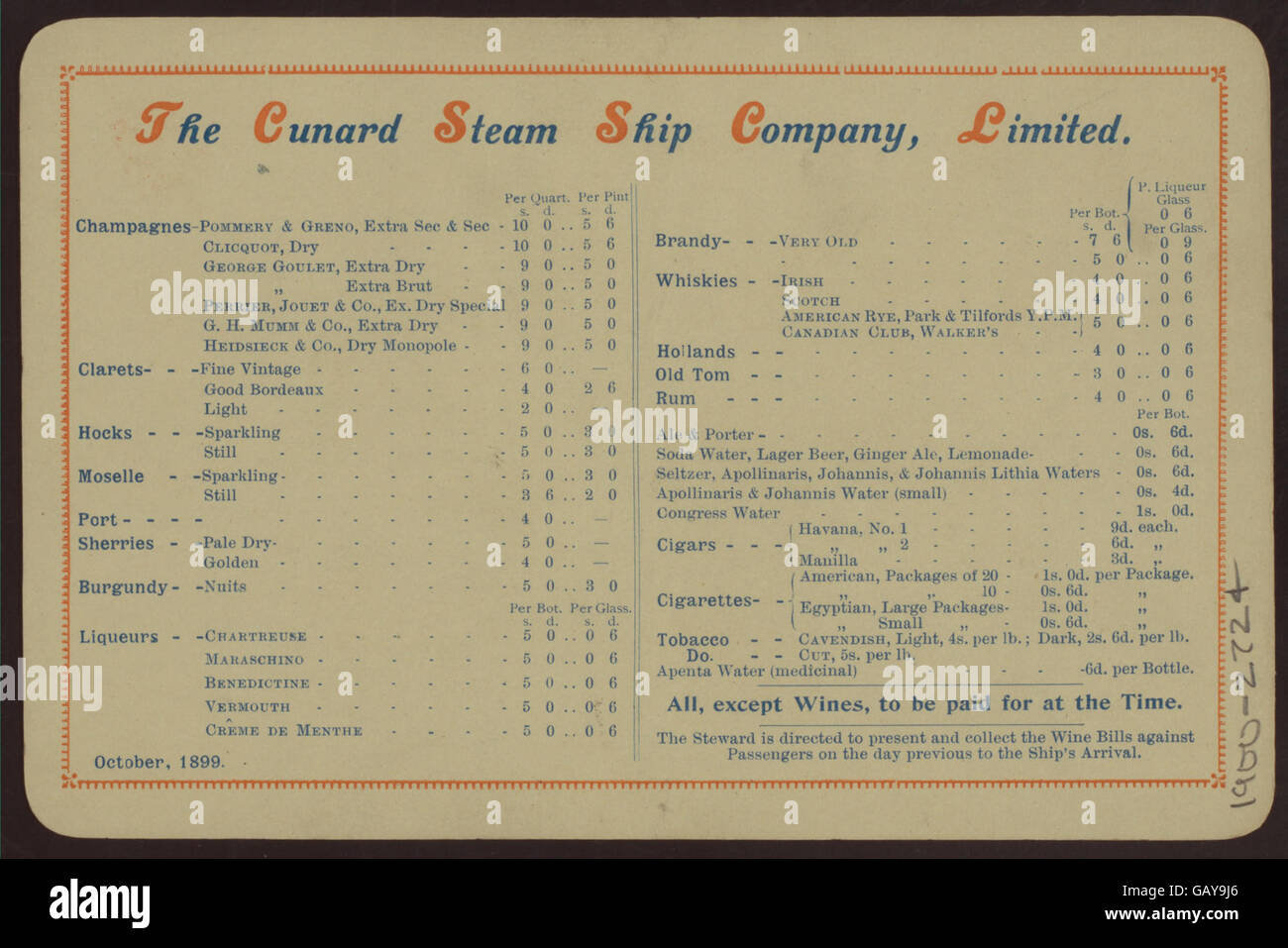 A breakfast event held aboard the R.M.S. Lucania, a Cunard Line luxury ...