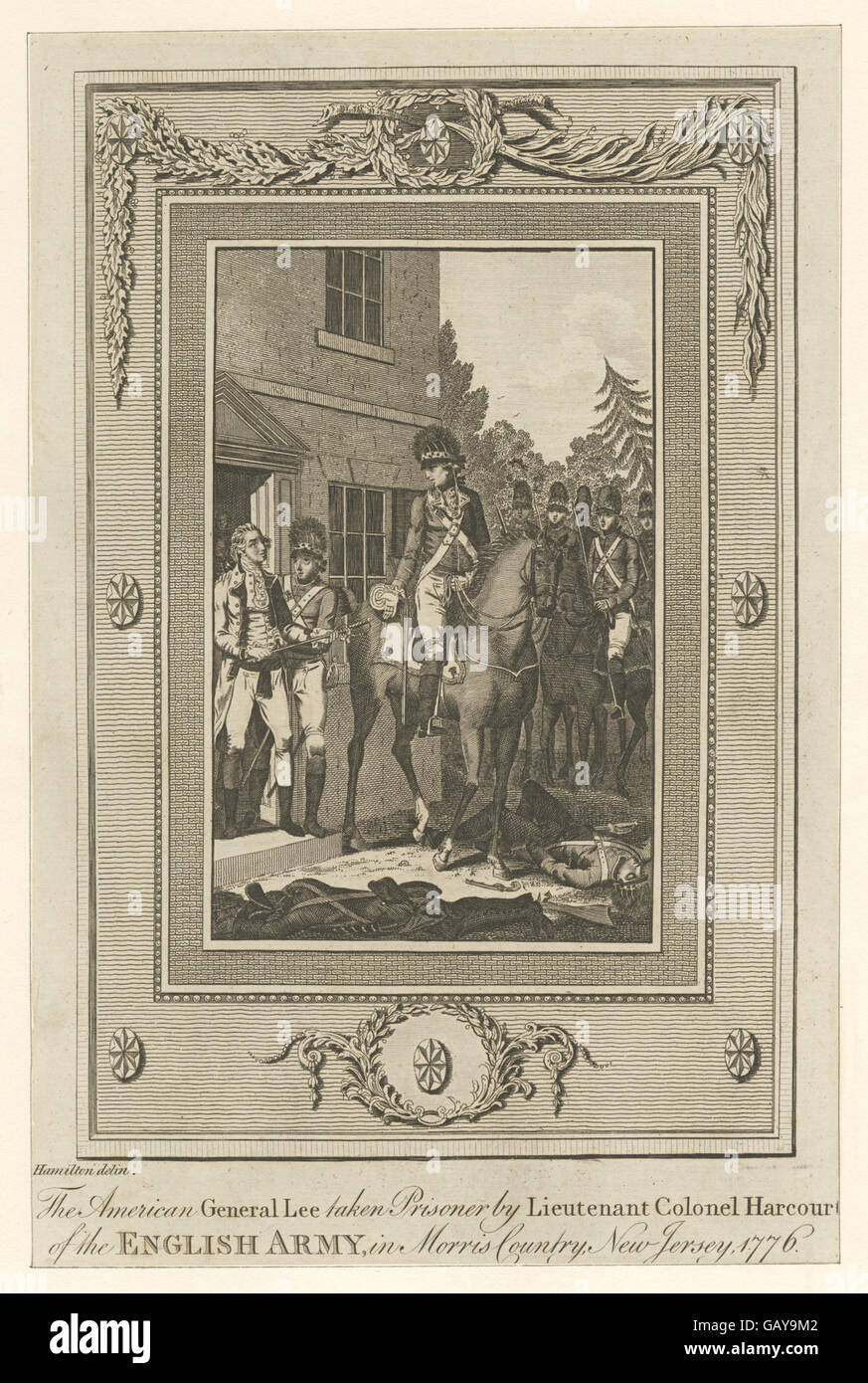 A depiction of General Lee, an American officer, being captured by ...
