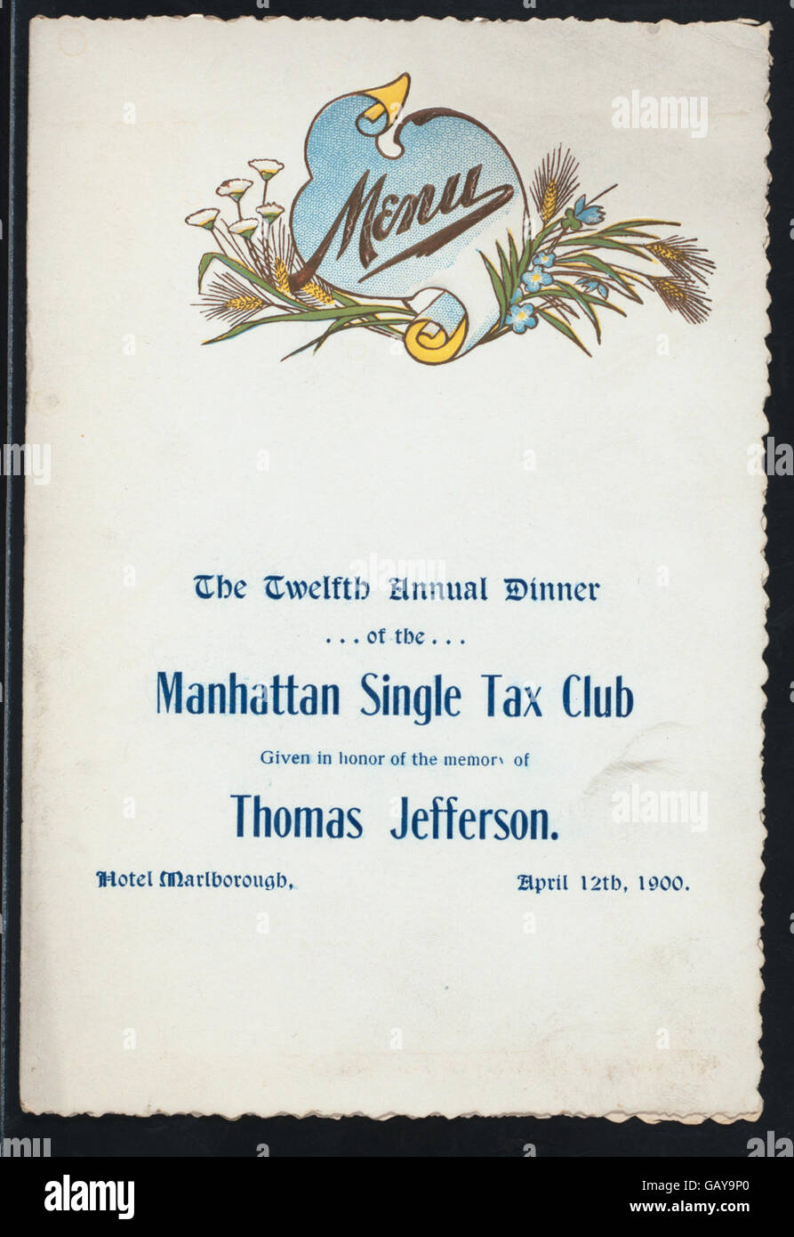 The Twelfth Annual Dinner in memory of Thomas Jefferson was organized ...