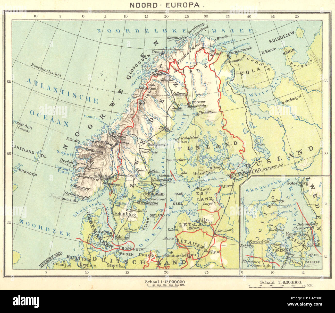 EUROPE: Noord- Europa; Inset map of Gotenburg, 1922 Stock Photo - Alamy