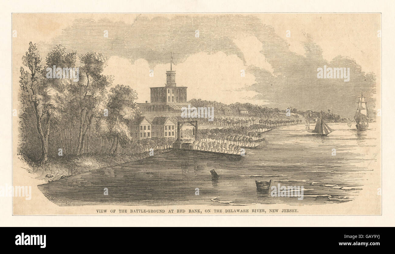 This image shows the historic site of the Battle of Red Bank, located ...