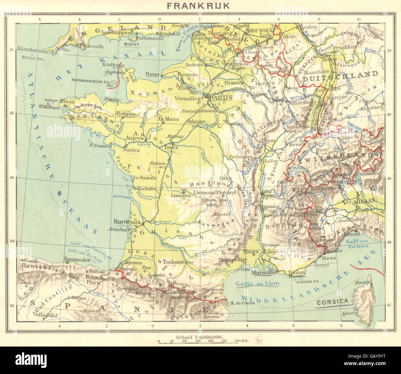 FRANCE: Frankrijk, 1922 vintage map Stock Photo - Alamy