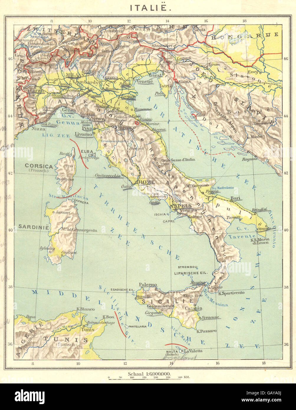 ITALY: Italië, 1922 vintage map Stock Photo - Alamy