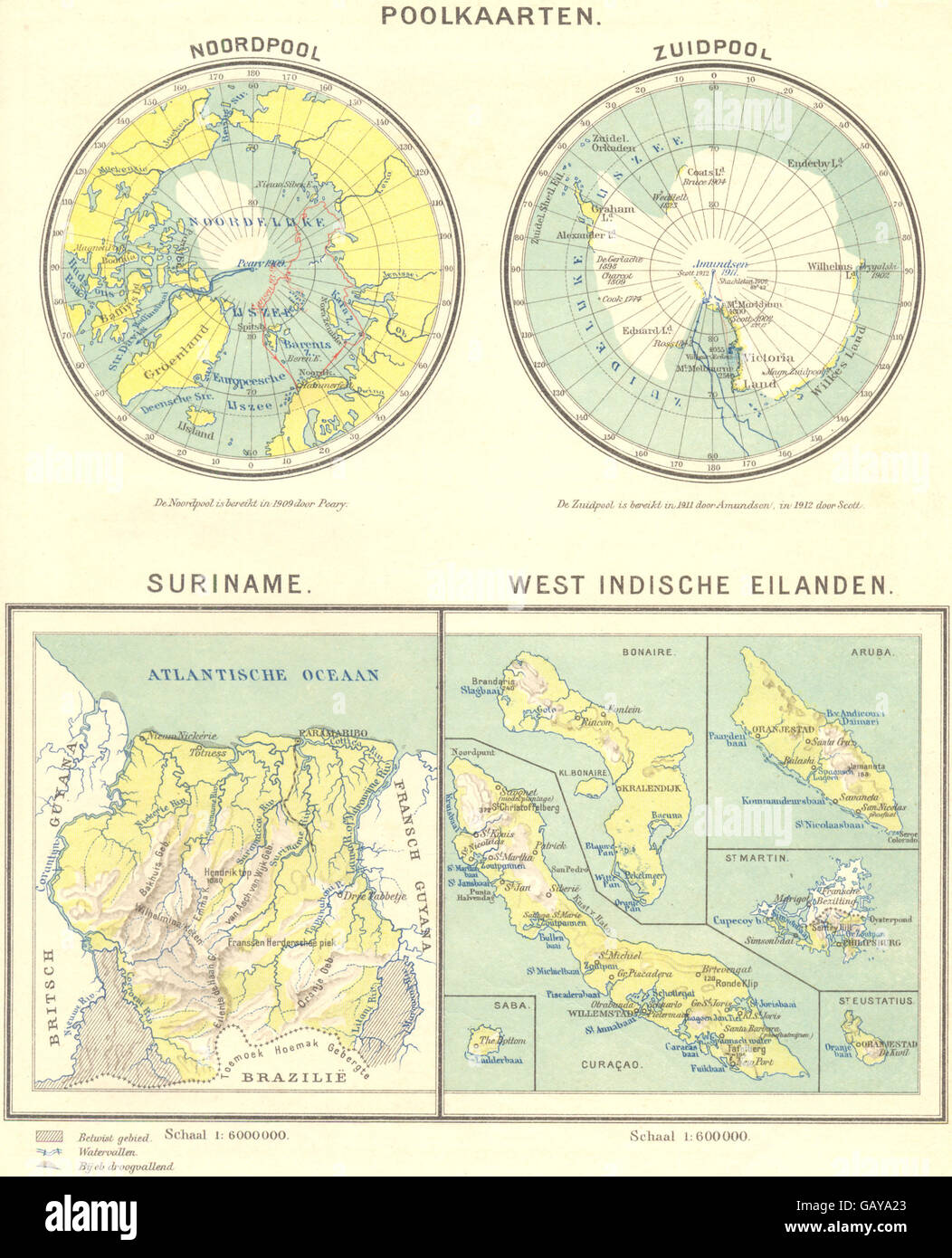 WORLD:Poolkaarten;Suriname;W Indische;Bonaire;Curacao;Aruba;St Martin ...