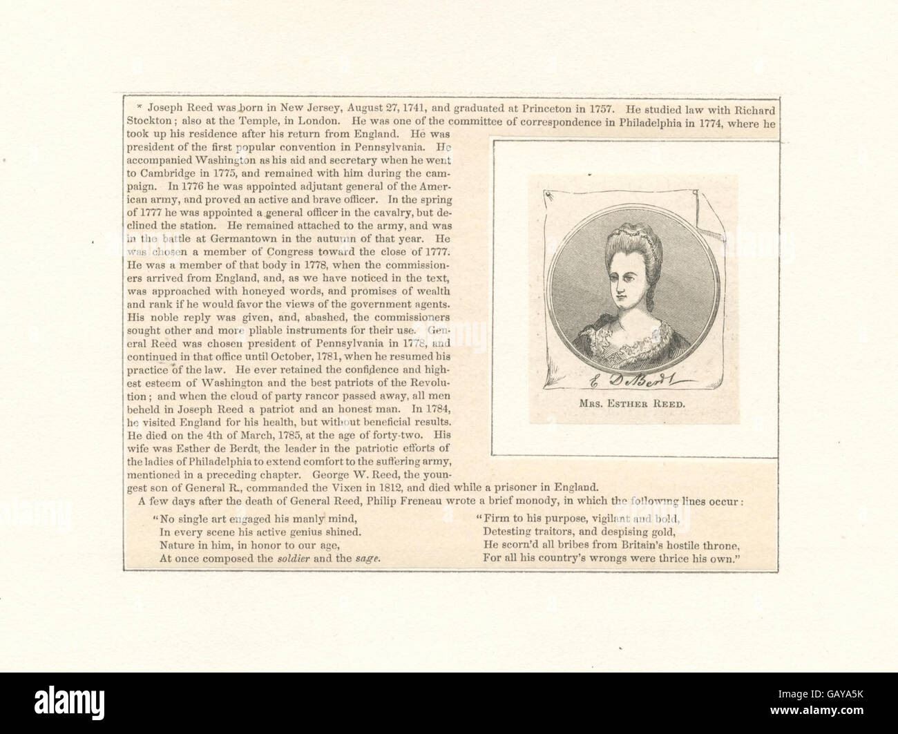 Mrs. Esther Reed was a notable figure during the American Revolution ...