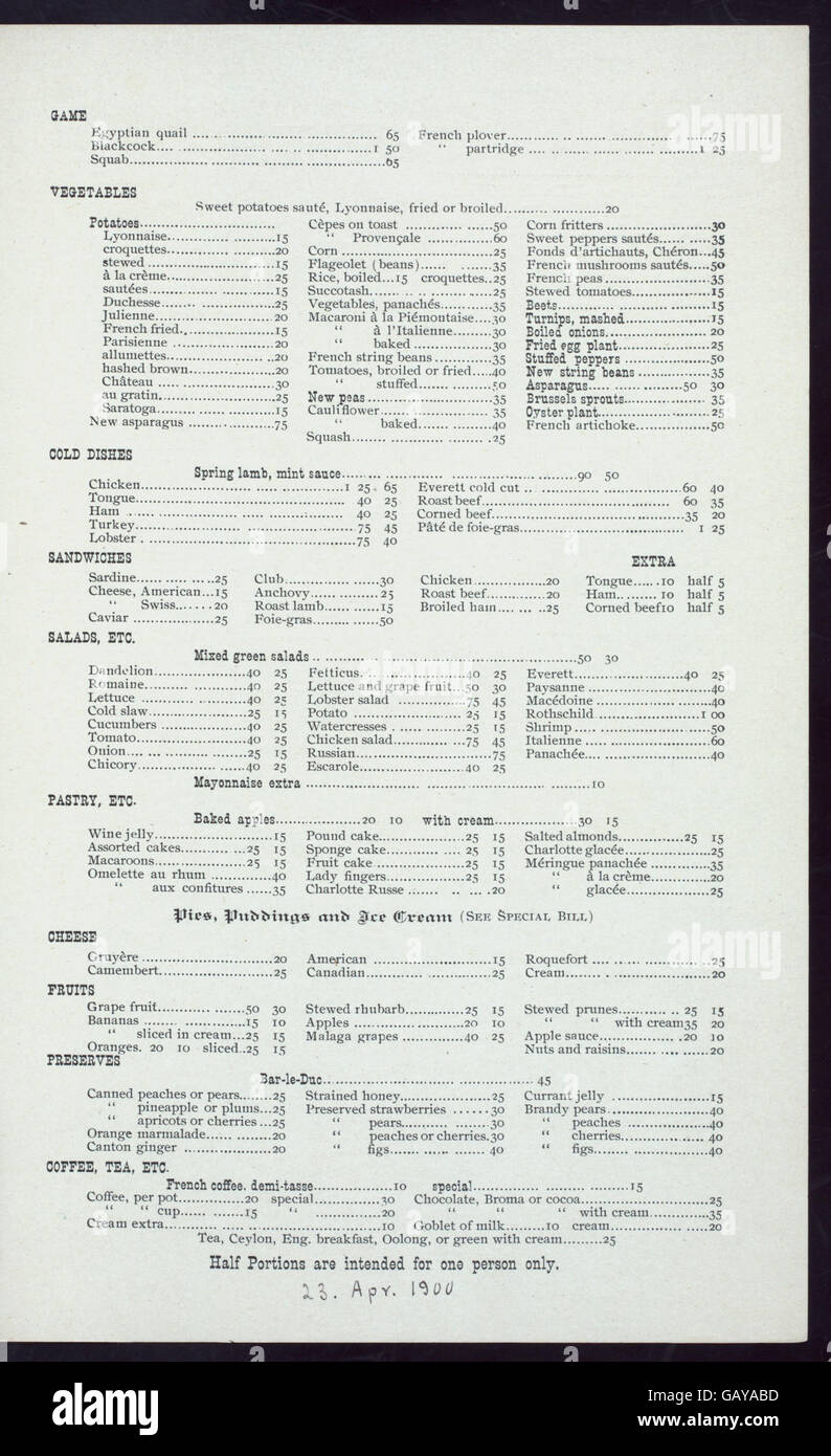 A bill of fare for a meal held at Everett House, a notable hotel in ...