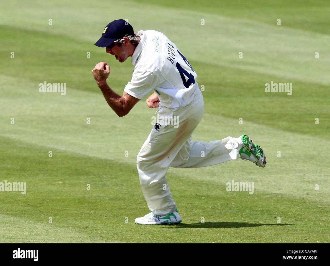 Warwickshire's Ant Botha celebrates taking the catch to dismiss ...