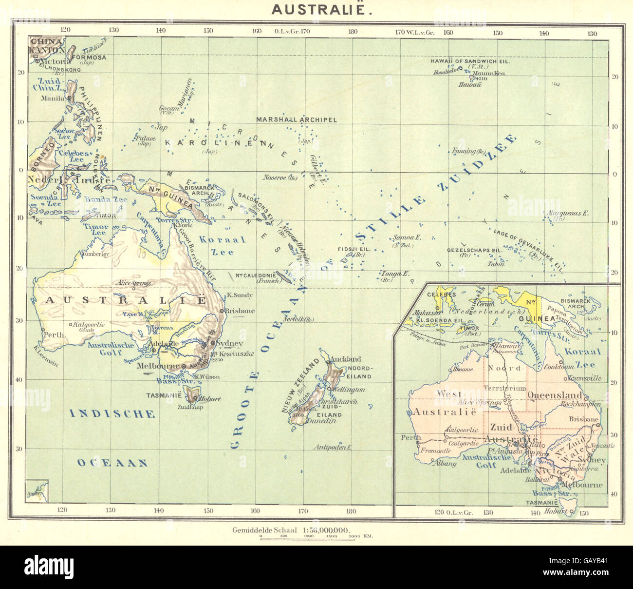 AUSTRALIA: Australië; Inset map of West Australië, 1922 Stock Photo - Alamy