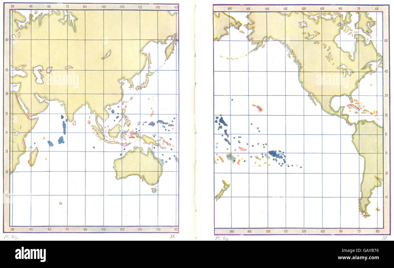 CORAL REEFS:Distribution:Dark Blue,Atolls:Light,Barrier:Red,Fringing ...