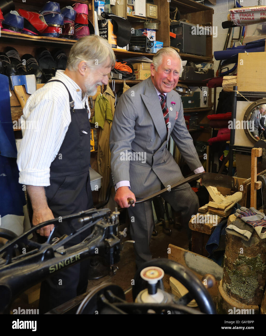 The Prince of Wales Trefor Owen's workshop, where he hand makes clogs ...