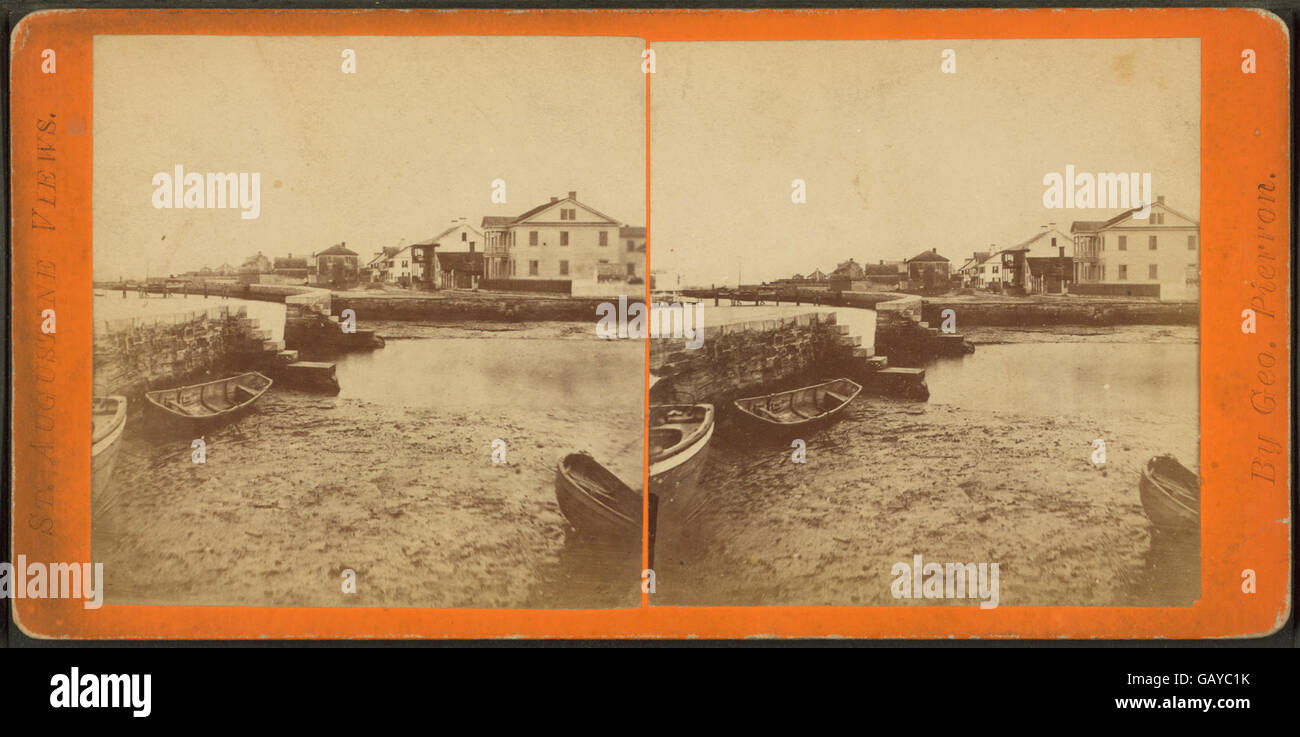 A historical photograph of the Sea Wall in St. Augustine, Florida. This ...