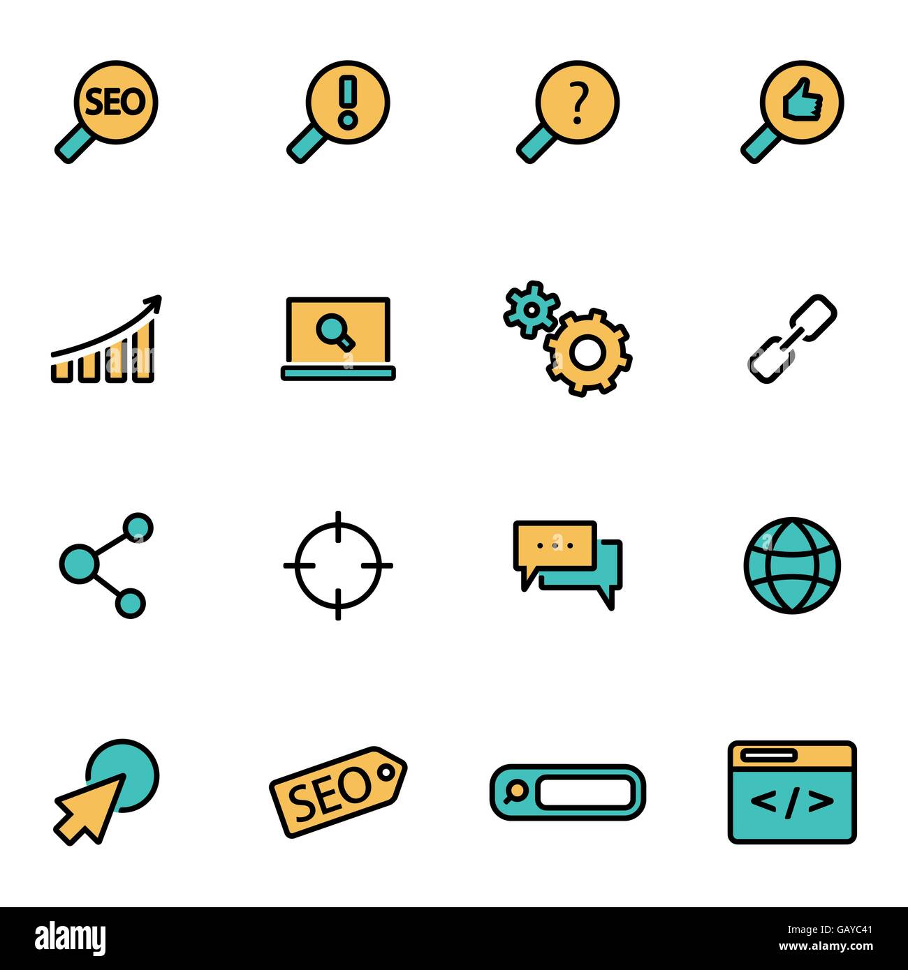 Trendy flat line icon pack for designers and developers. Vector line seo set Stock Vector Image ...
