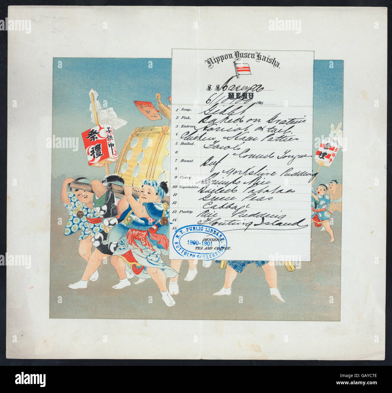 A dinner event held aboard the SS. Kasuga, a ship of the Nippon Yusen ...