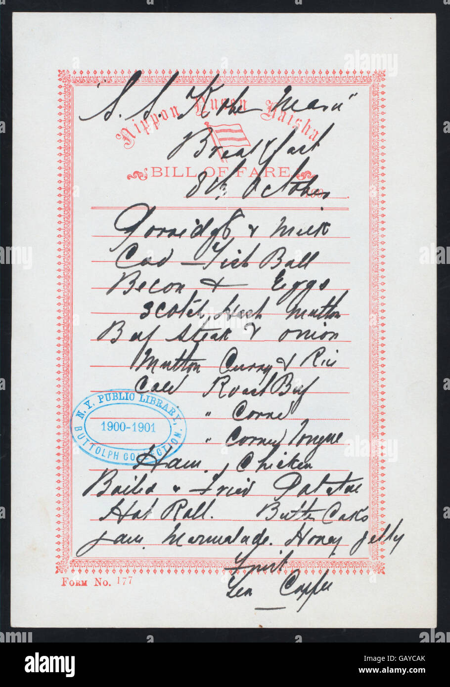 A breakfast event held by Nippon Yusen Kaisha aboard the S.S. Kobe Maru ...