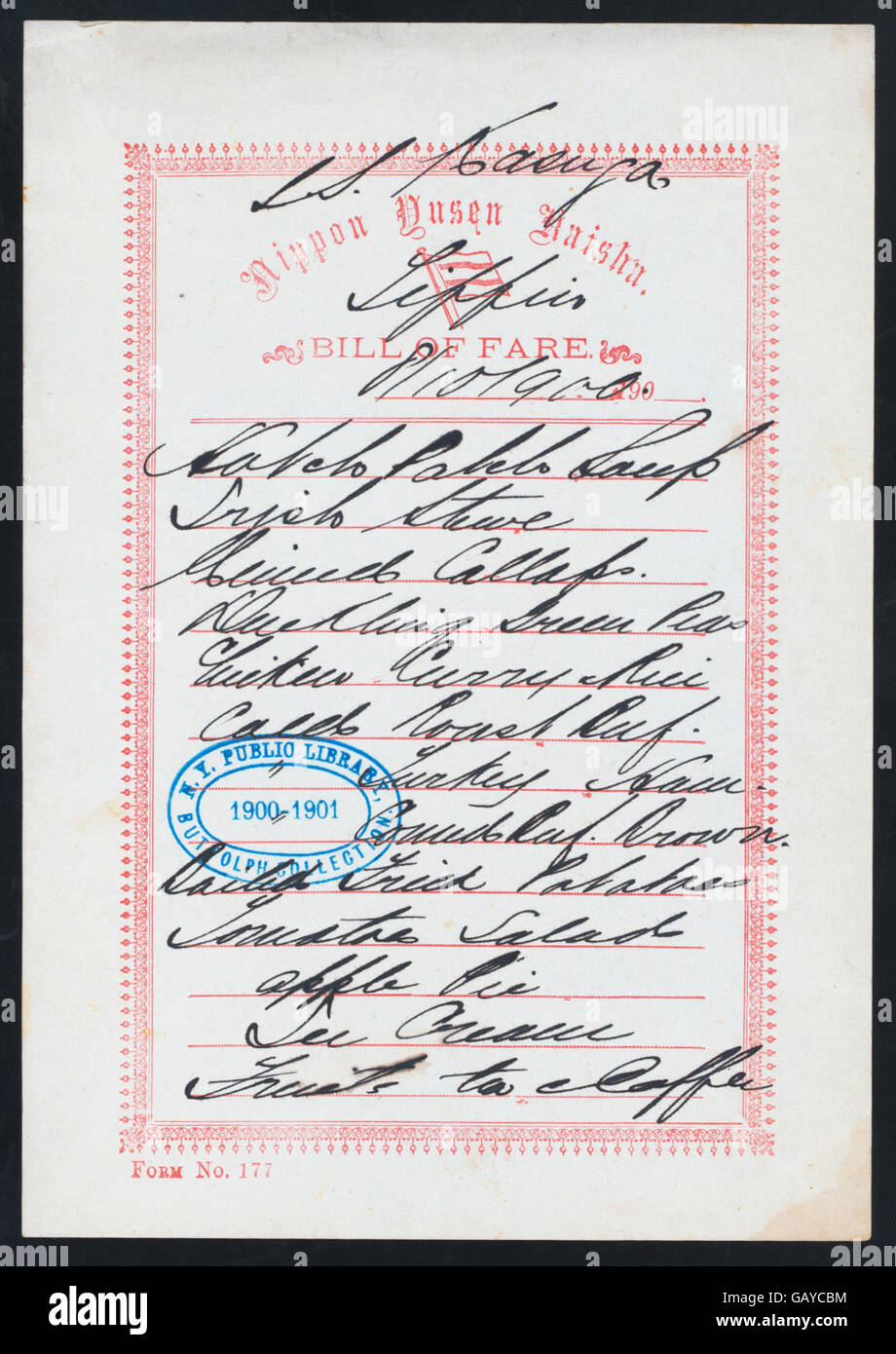 The Tiffin service aboard the Nippon Yusen Kaisha’s SS Kasuga, a ship ...