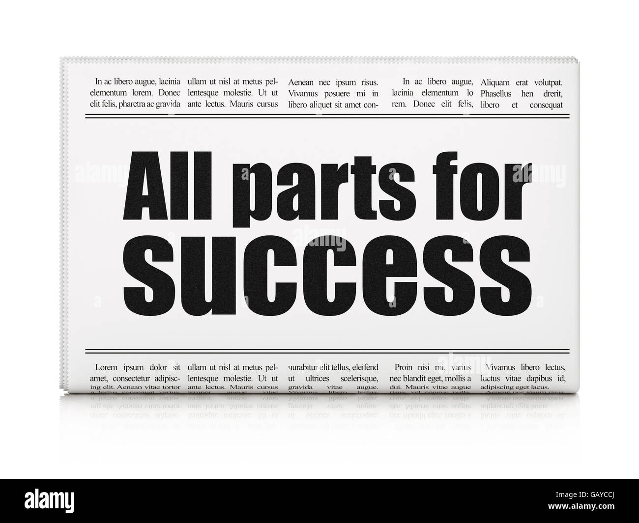 Business concept: newspaper headline All parts for Success Stock Photo ...