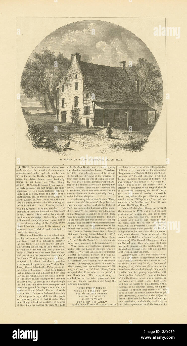 The Bently or Billopp Manor House, located in Staten Island, New York ...