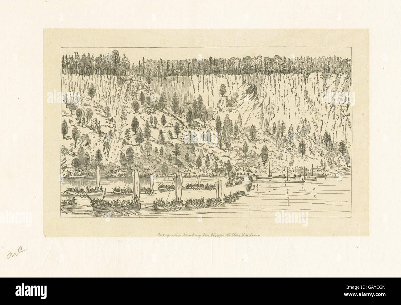 An event depicting General Cornwallis landing his troops to take Fort ...