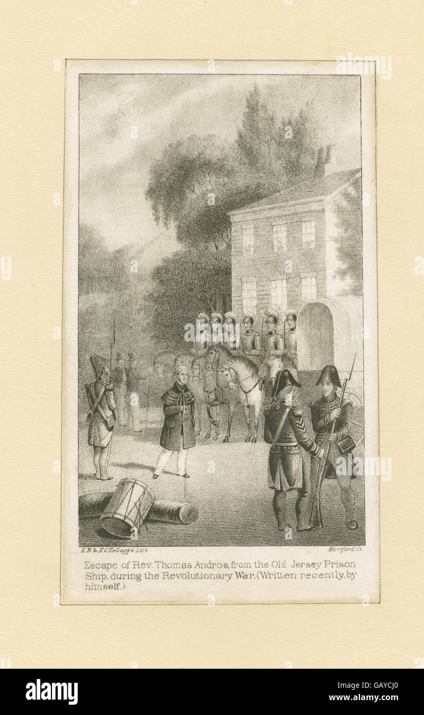The escape of Reverend Thomas Andros from a British prison ship during ...