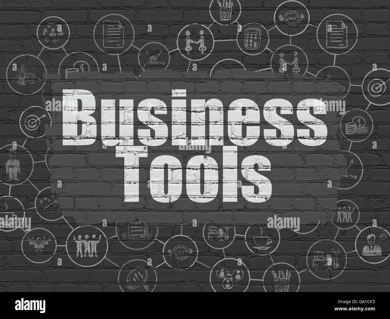Finance concept: Business Tools on wall background Stock Photo - Alamy