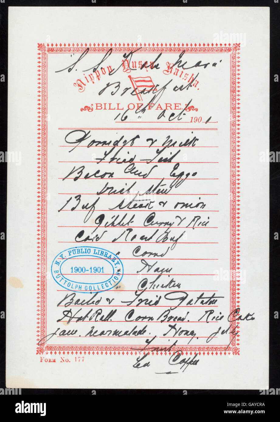 This photograph captures a breakfast served aboard the SS Kobe Maru, a ...