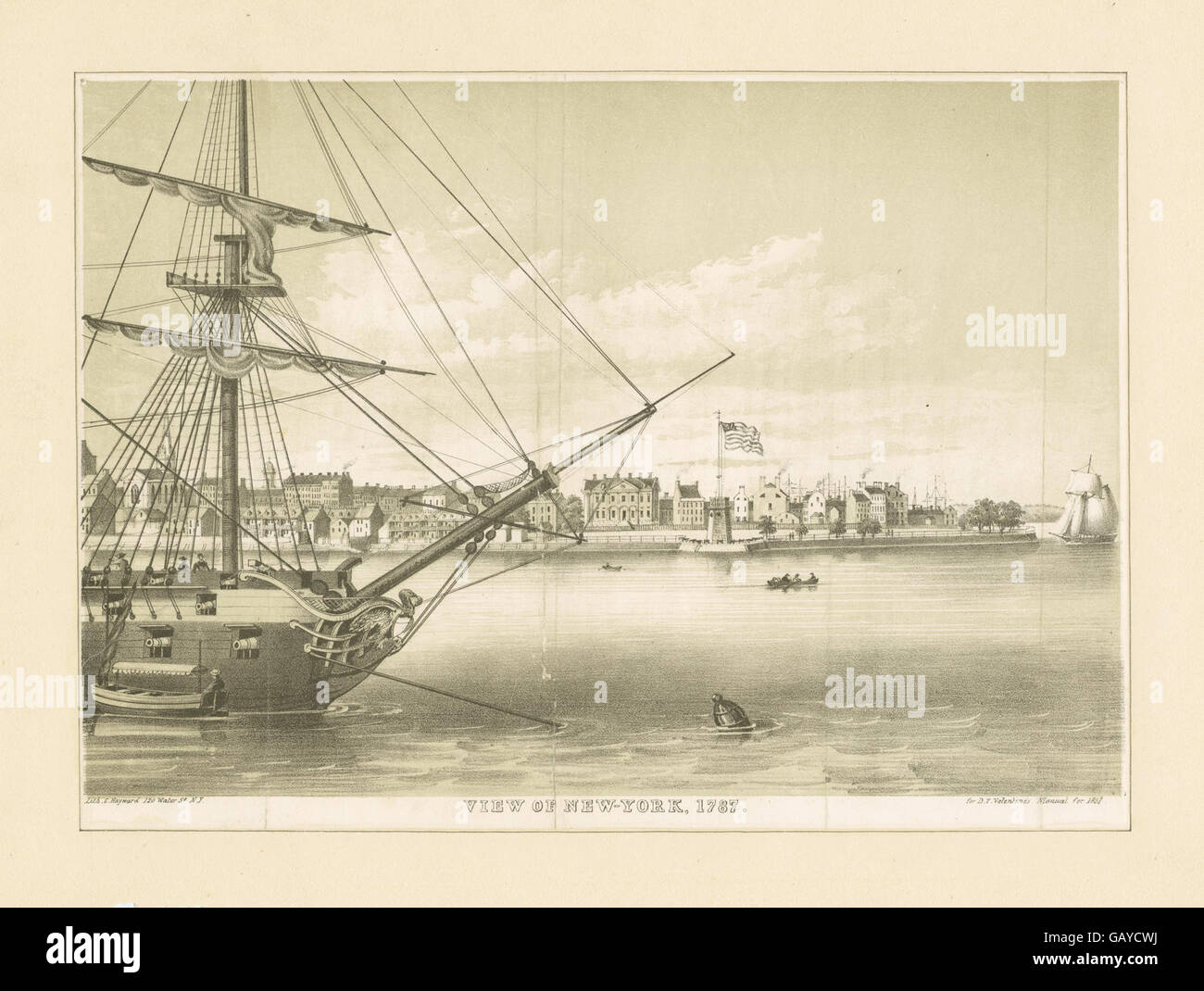 A historical view of New York City in 1787, depicting the city during ...