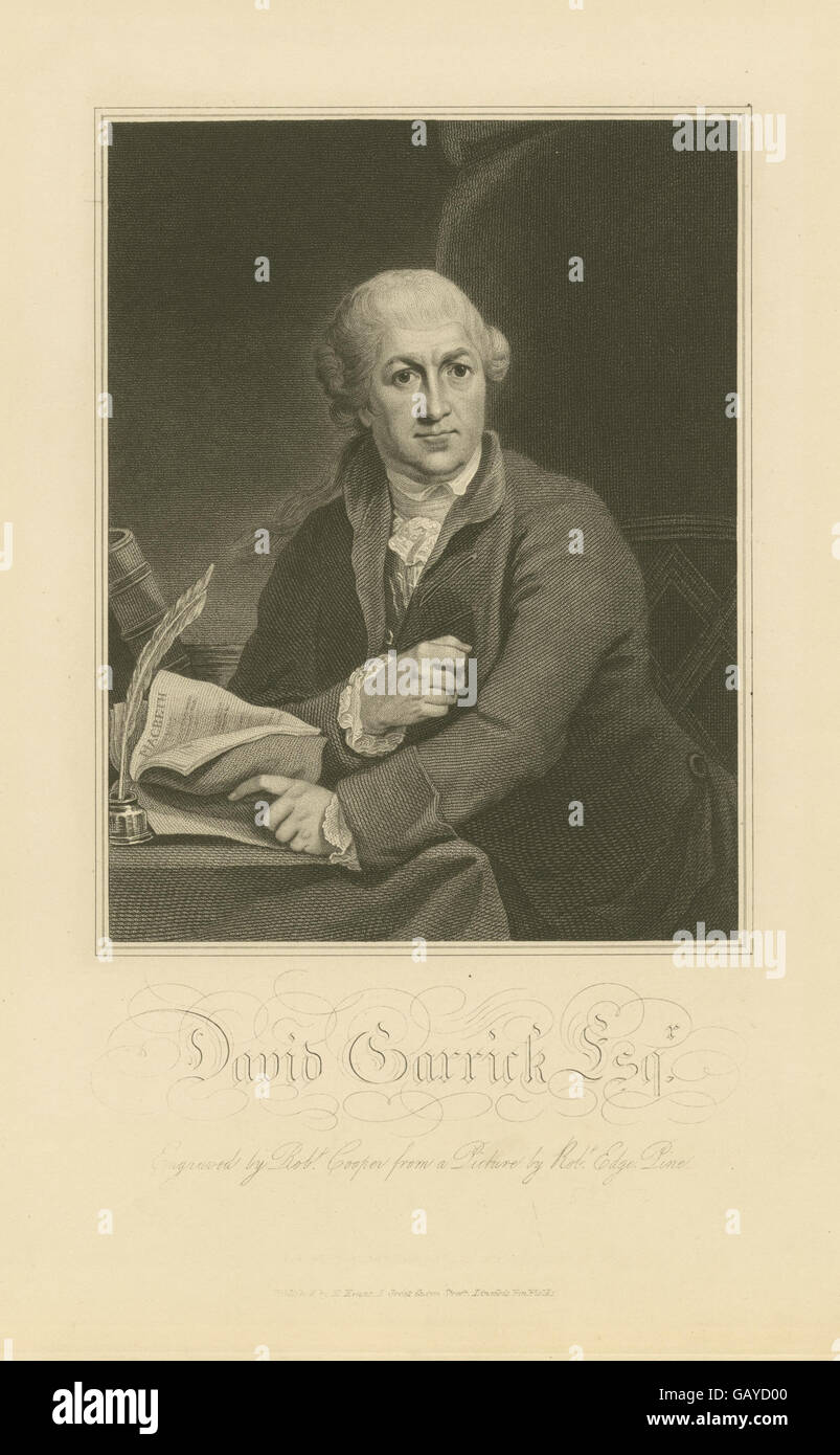 A historical portrait of David Garrick, a renowned 18th-century English ...
