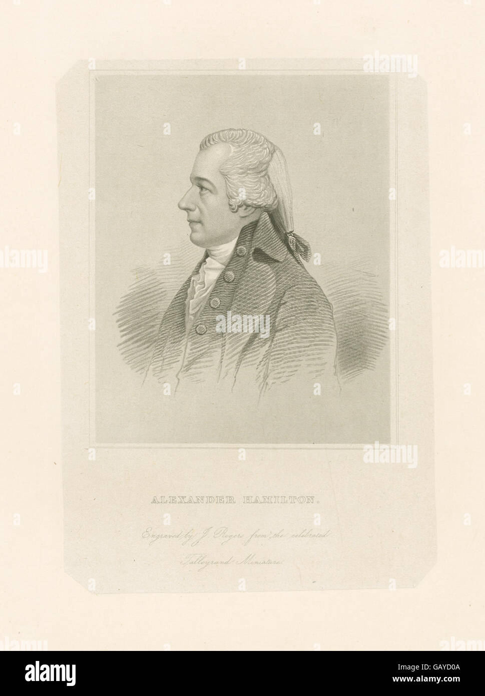 A portrait or representation of Alexander Hamilton, one of America's ...