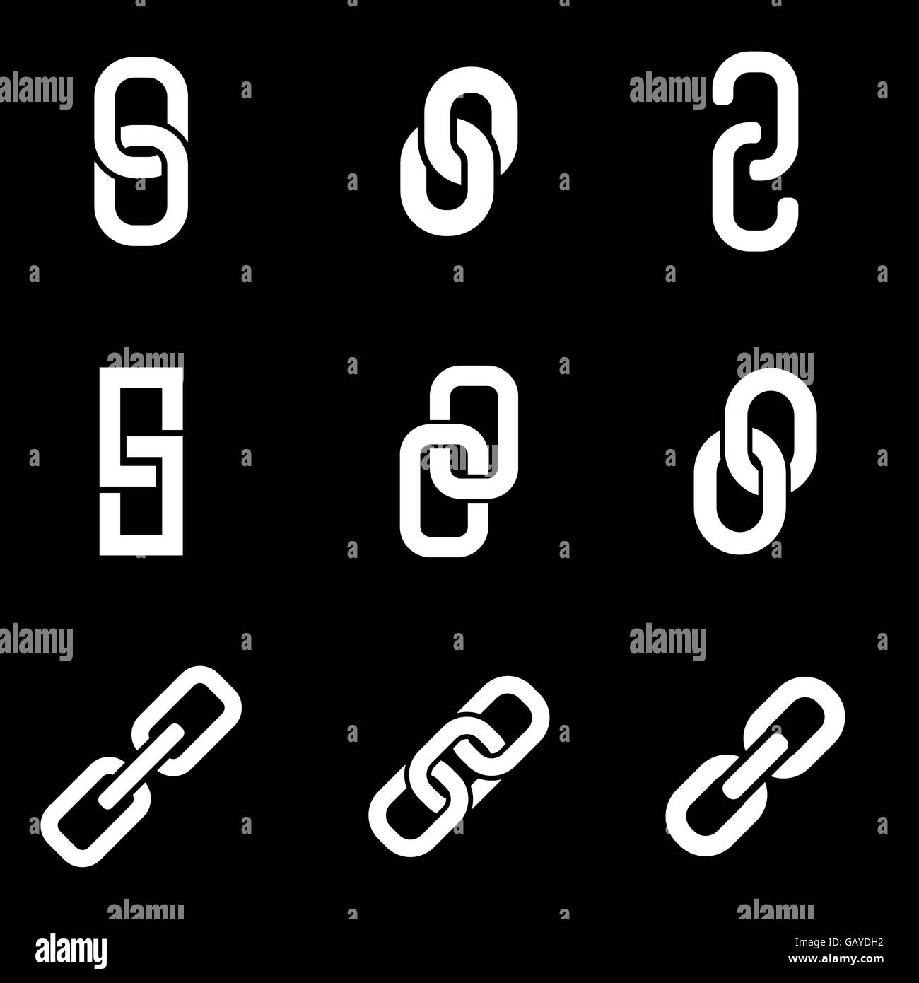 Vector white chain or link icon set Stock Vector Image & Art - Alamy