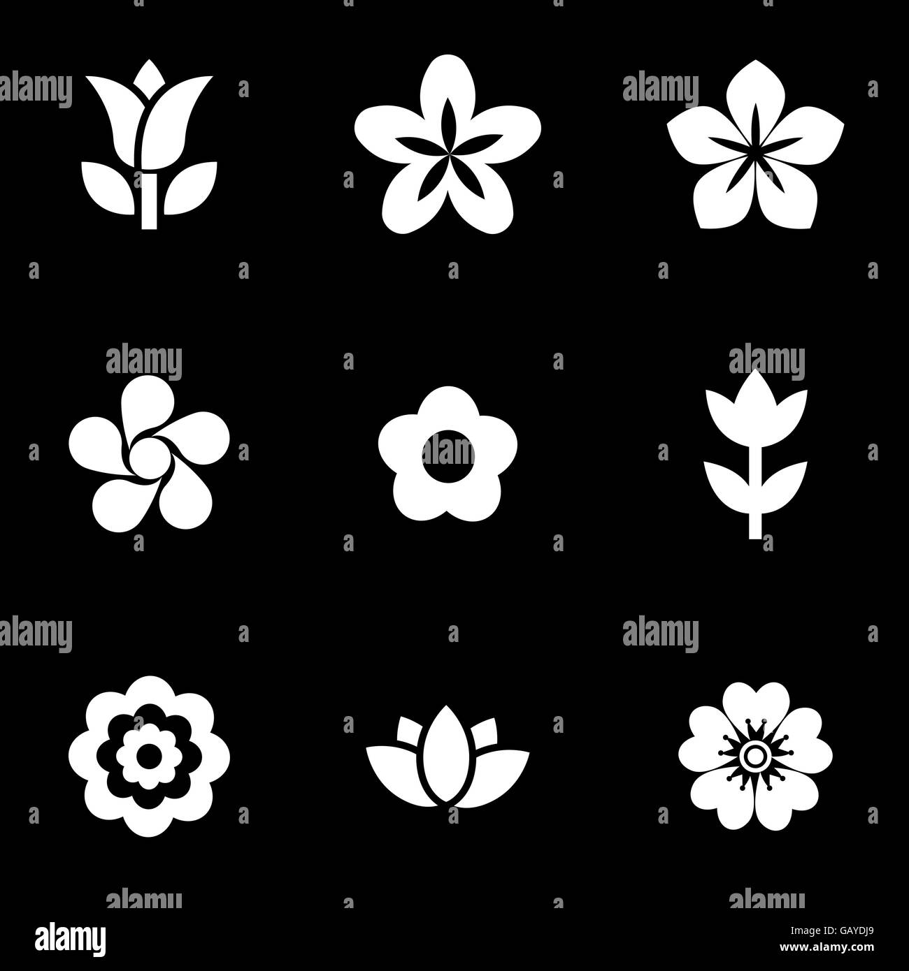 Vector white flowers icon set Stock Vector Image & Art - Alamy