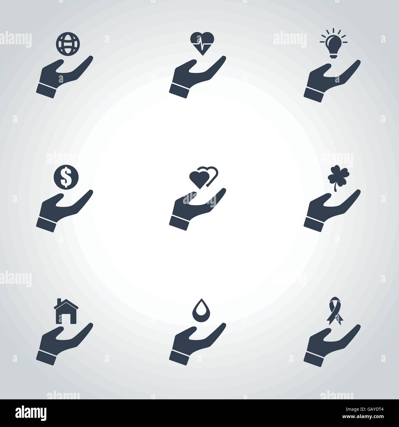 Vector black insurance hand icon set Stock Vector Image & Art - Alamy