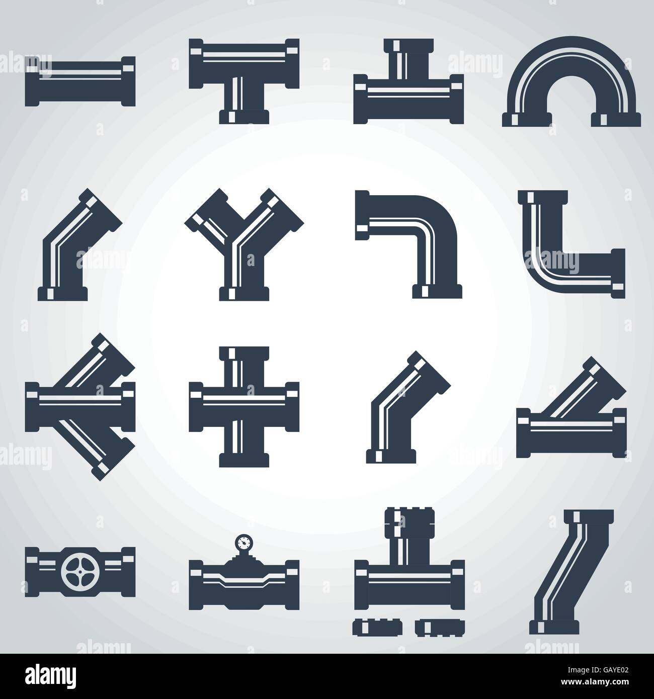 Vector black pipe fittings icon set Stock Vector Image & Art - Alamy