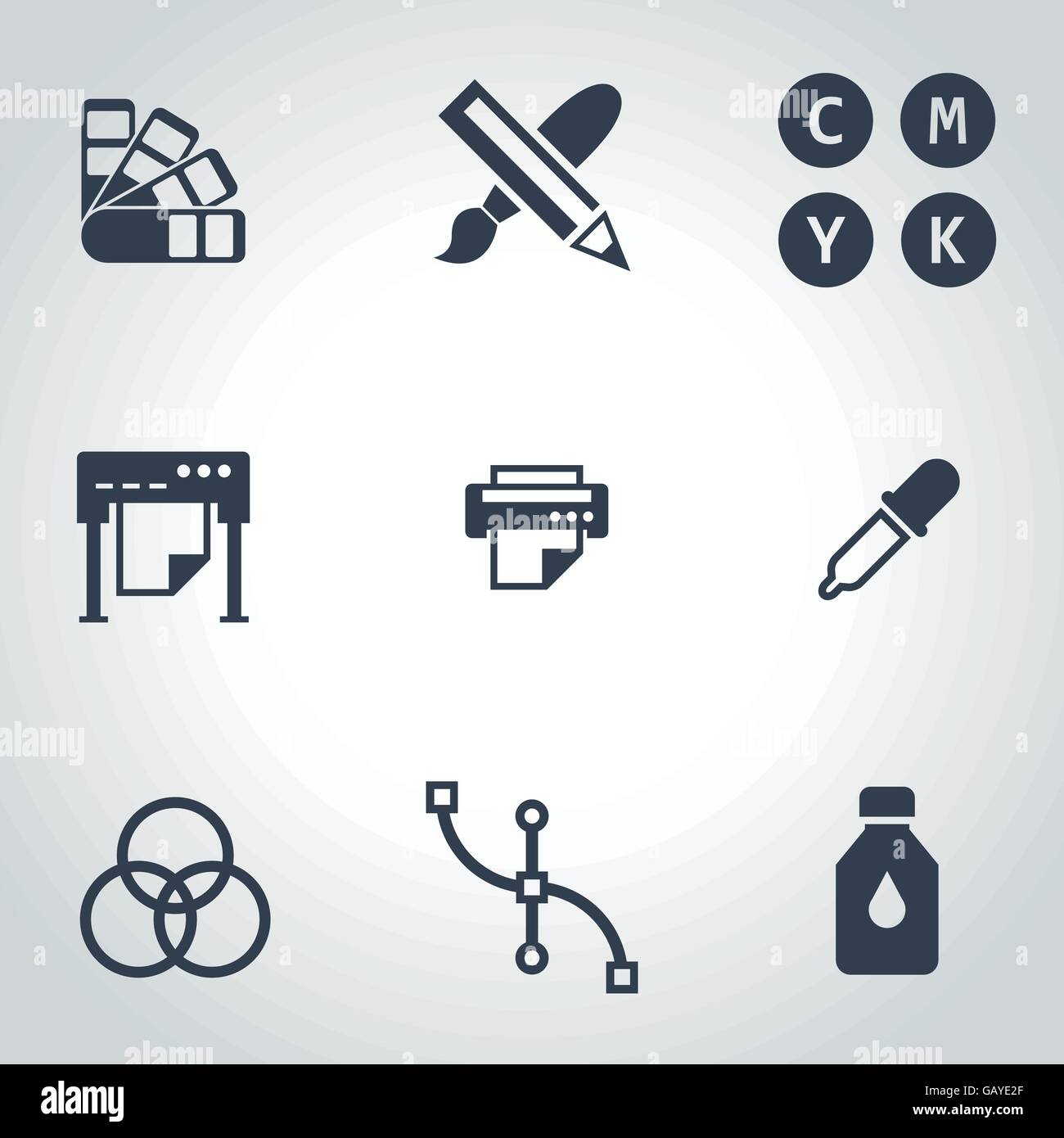Vector black polygraphy icon set Stock Vector Image & Art - Alamy