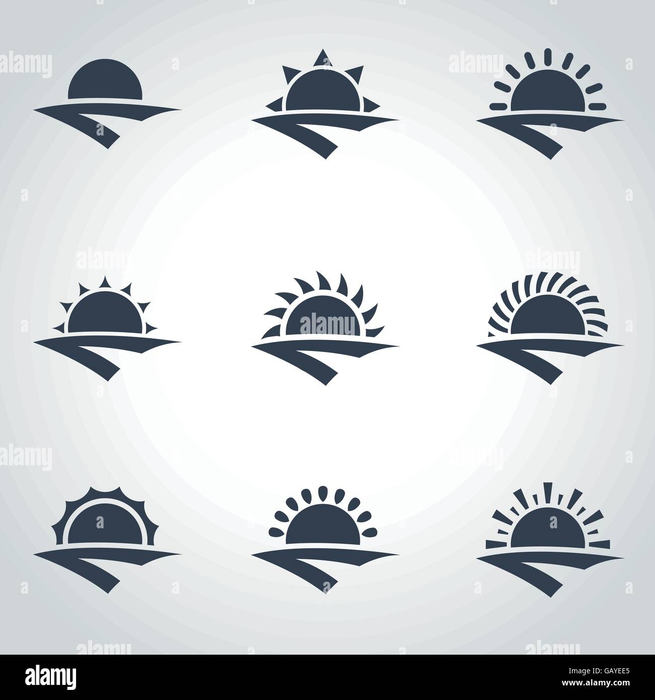 Vector black sunrise icon set Stock Vector Image & Art - Alamy