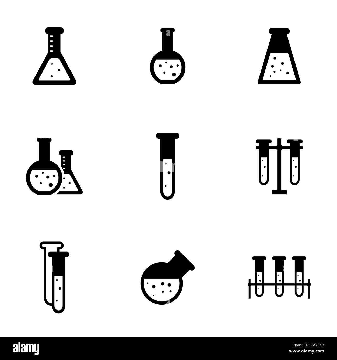 Black icons flask test Black and White Stock Photos & Images - Alamy