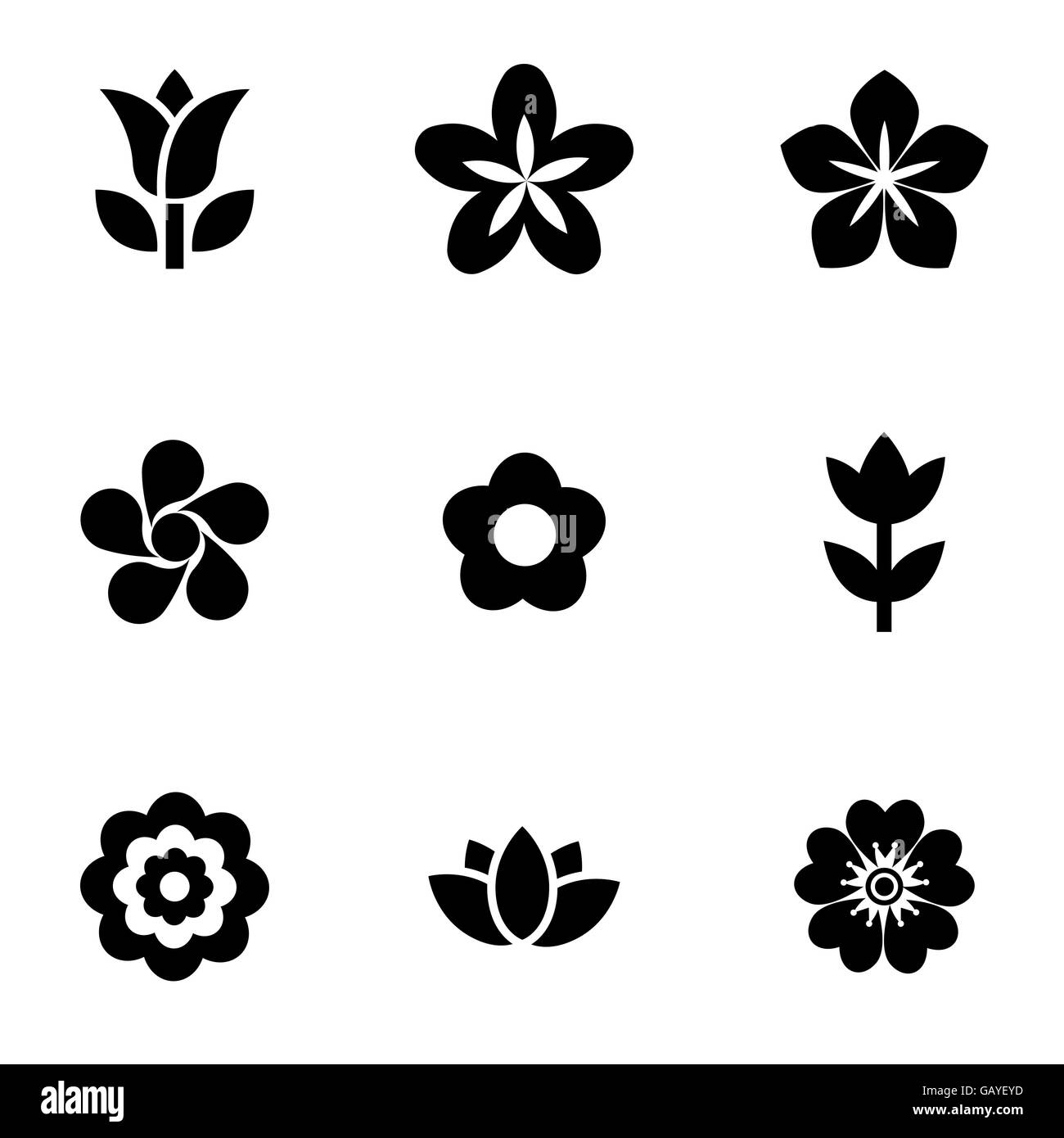 Vector black flowers icon set Stock Vector Image & Art - Alamy