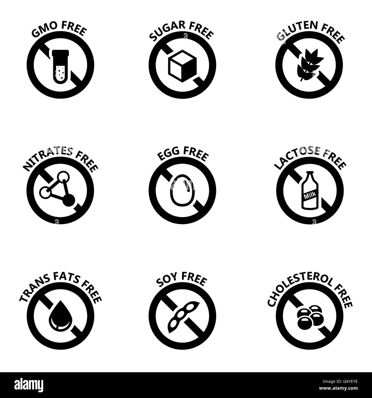 Vector black food dietary labels icon set Stock Vector Image & Art - Alamy