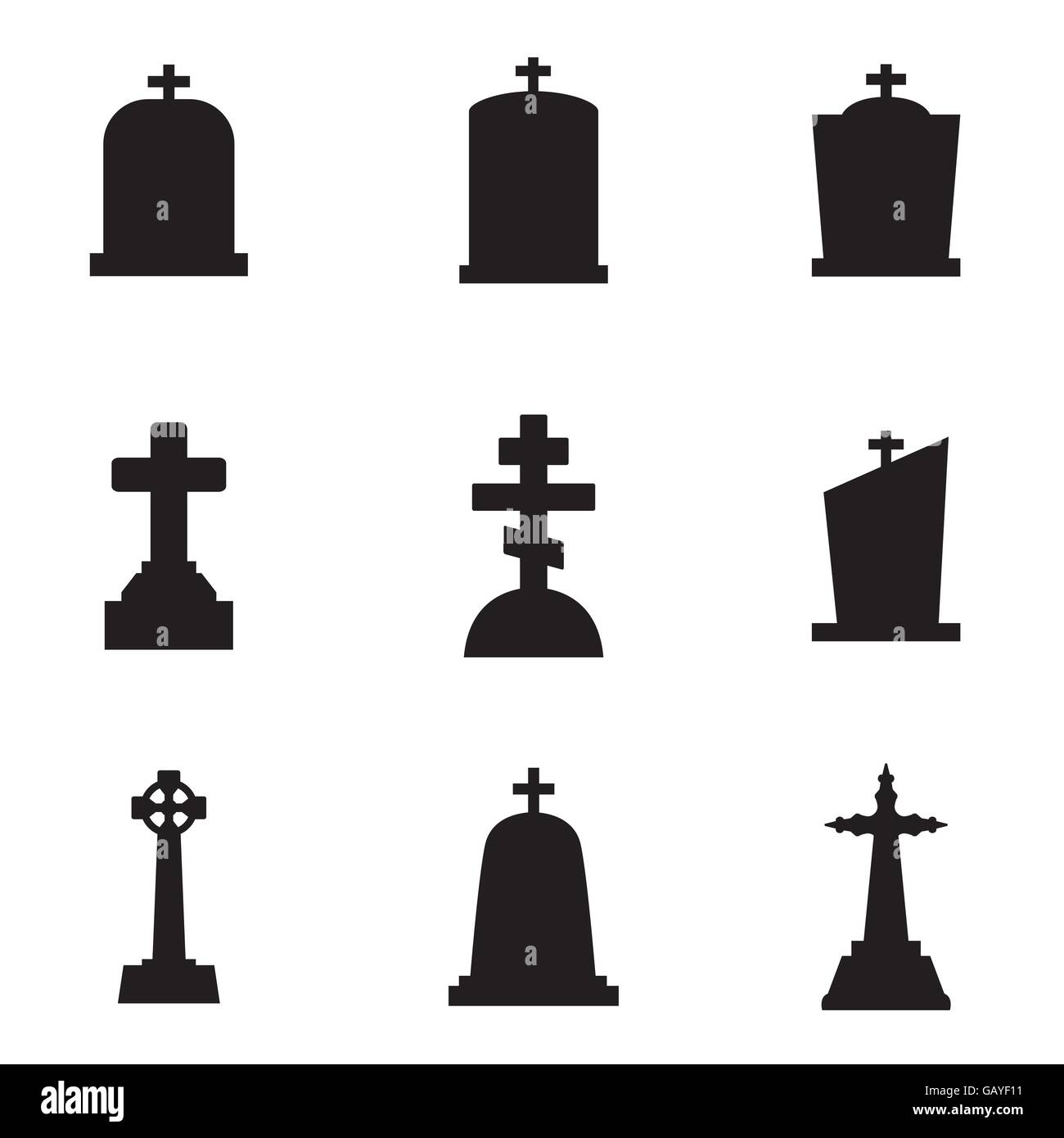 Vector black gravestone icon set Stock Vector Image & Art - Alamy