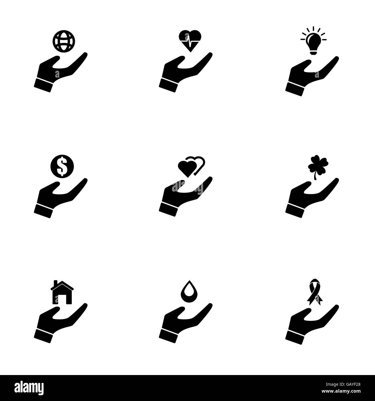 Helping hands icon Black and White Stock Photos & Images - Alamy