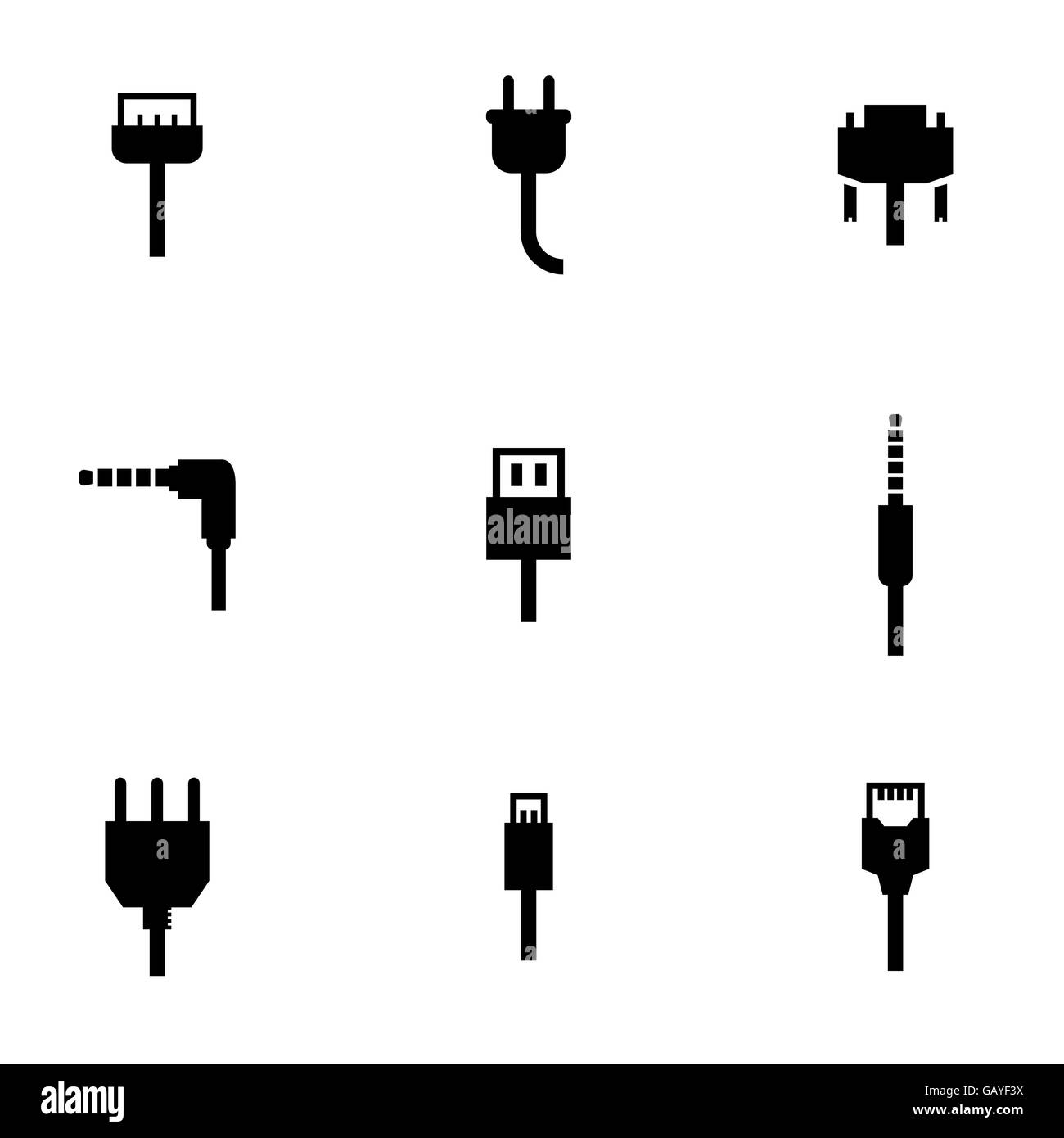 Vector black plug icon set Stock Vector Image & Art - Alamy
