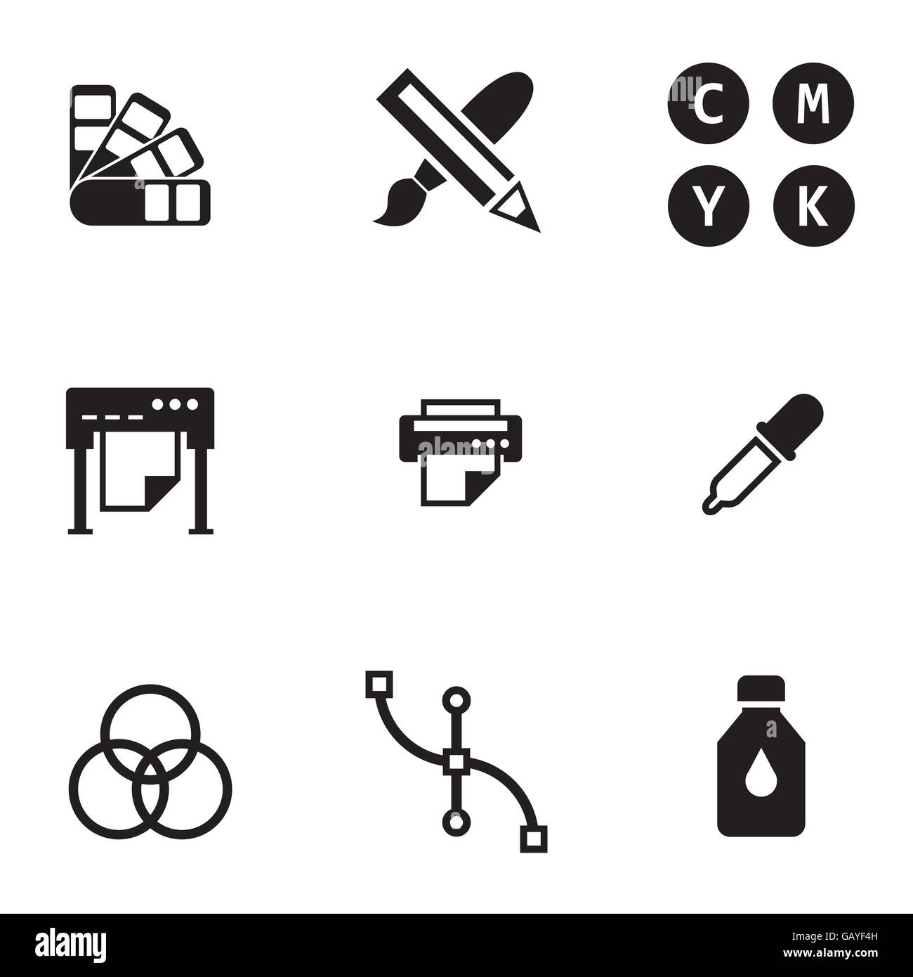 Vector black polygraphy icon set Stock Vector Image & Art - Alamy