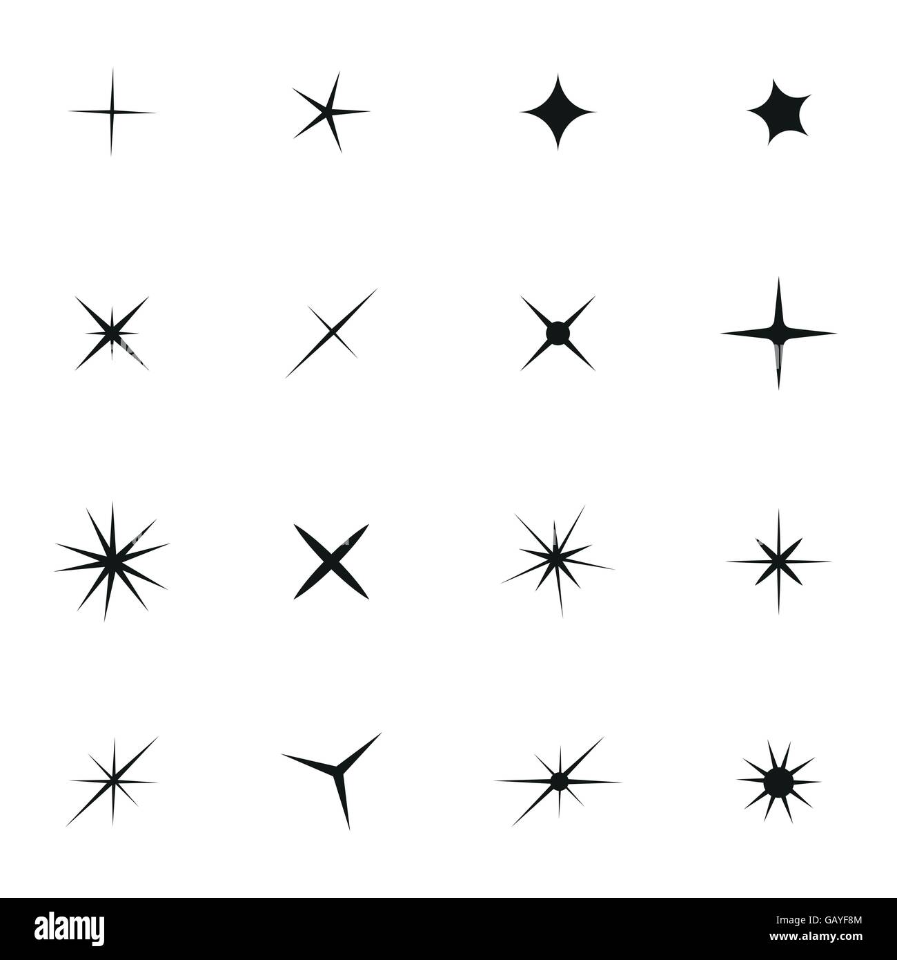 Vector black sparkles icon set Stock Vector Image & Art - Alamy