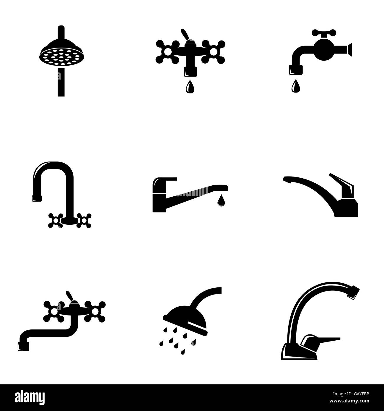 Vector black water tap icon set Stock Vector Image & Art - Alamy