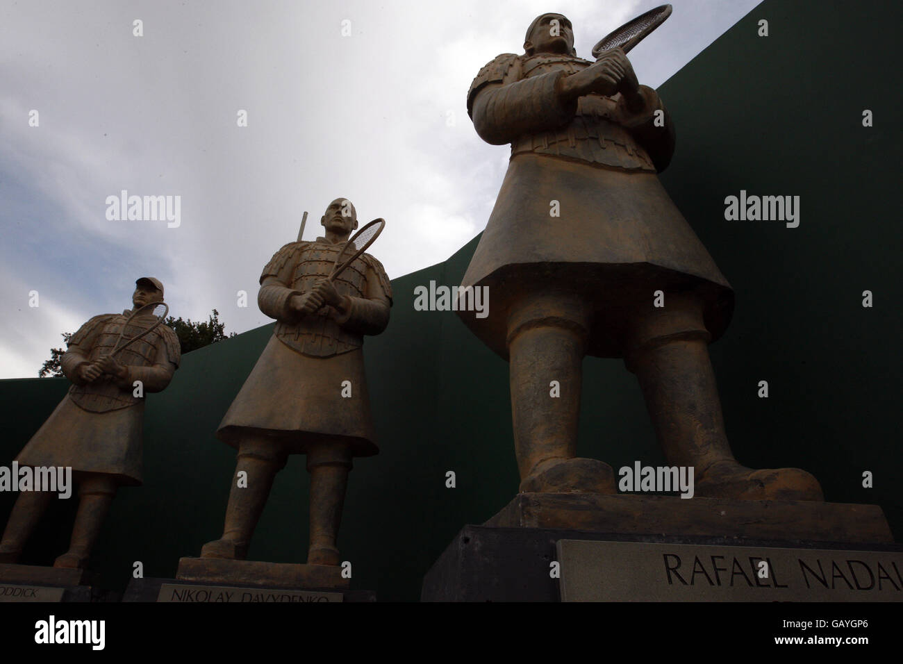 A view of the statues on the new Court 2 during the Wimbledon ...
