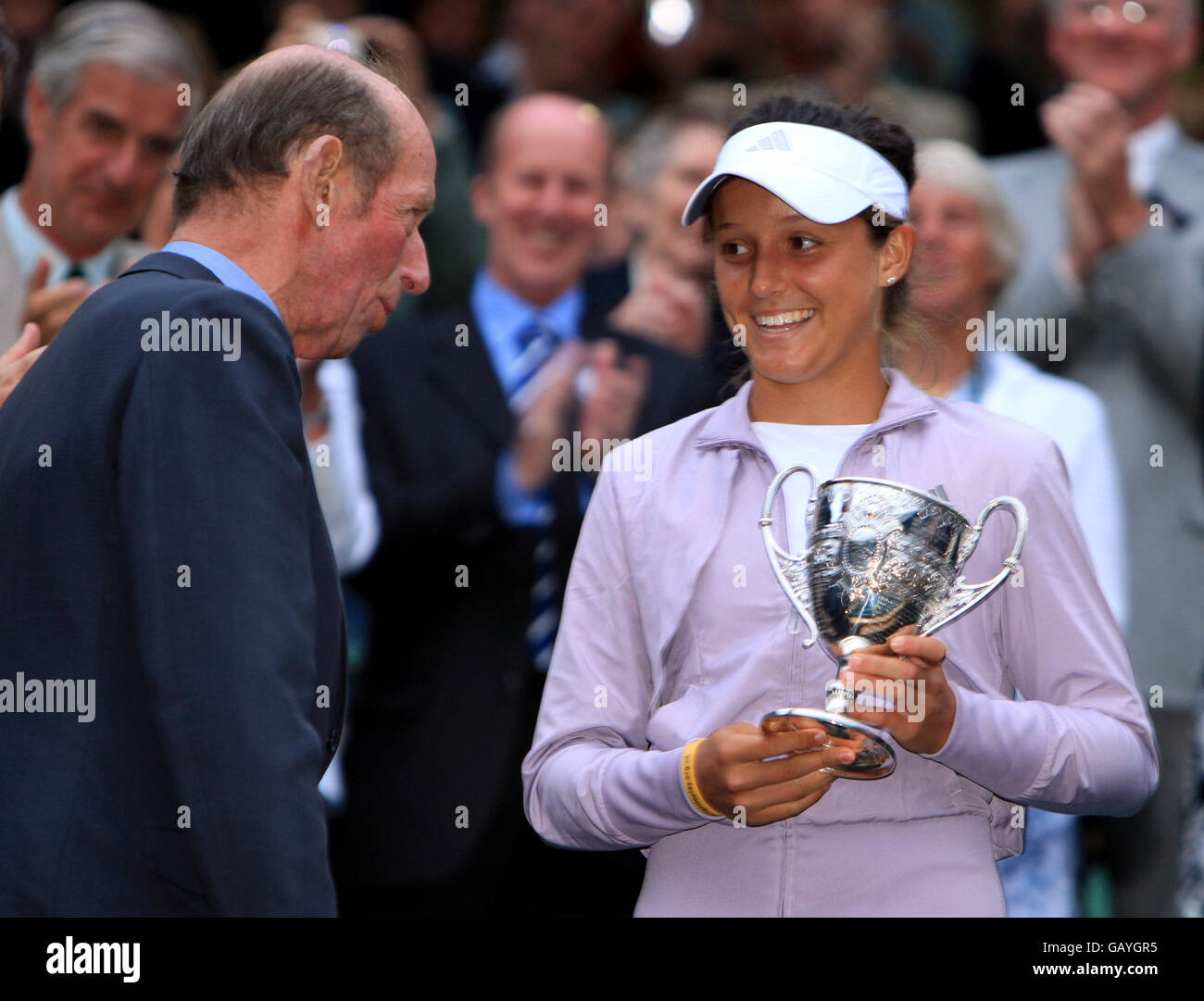 The Duke of Kent congratulates Laura Robson after victory against ...