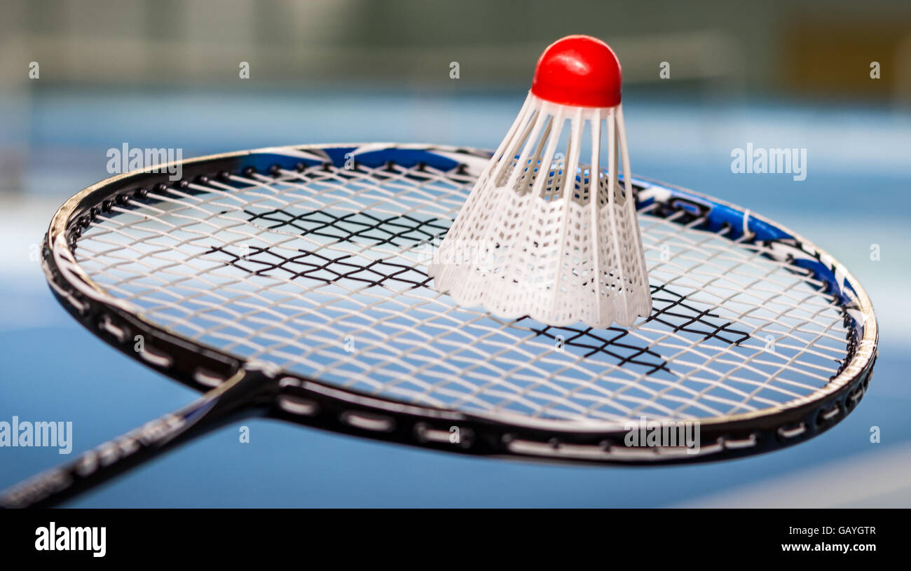 June 2016 - shuttlecock with a red head and badminton racket Stock ...