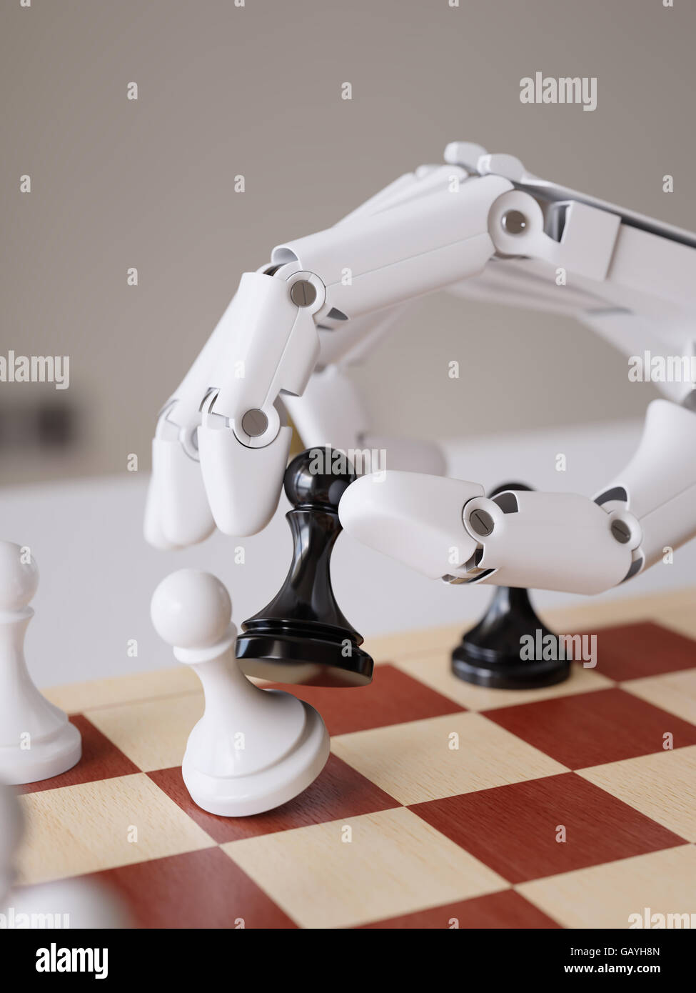 Artificial Intelligence Playing Chess Closeup 3d Illustration Concept ...