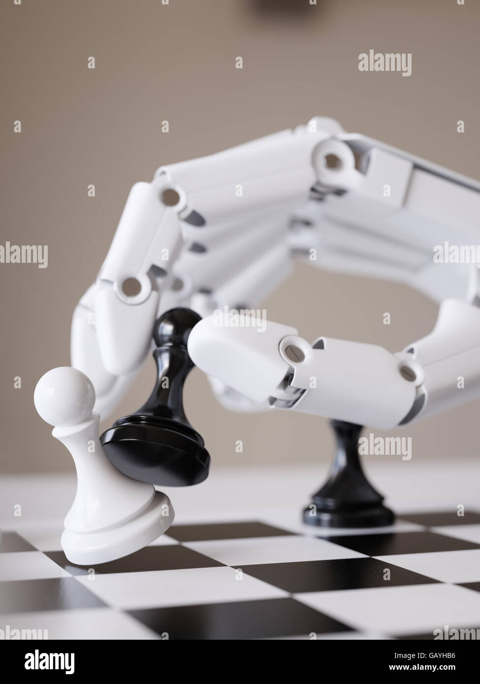 Robot Playing Chess Closeup 3d Illustration Artificial Intelligence ...